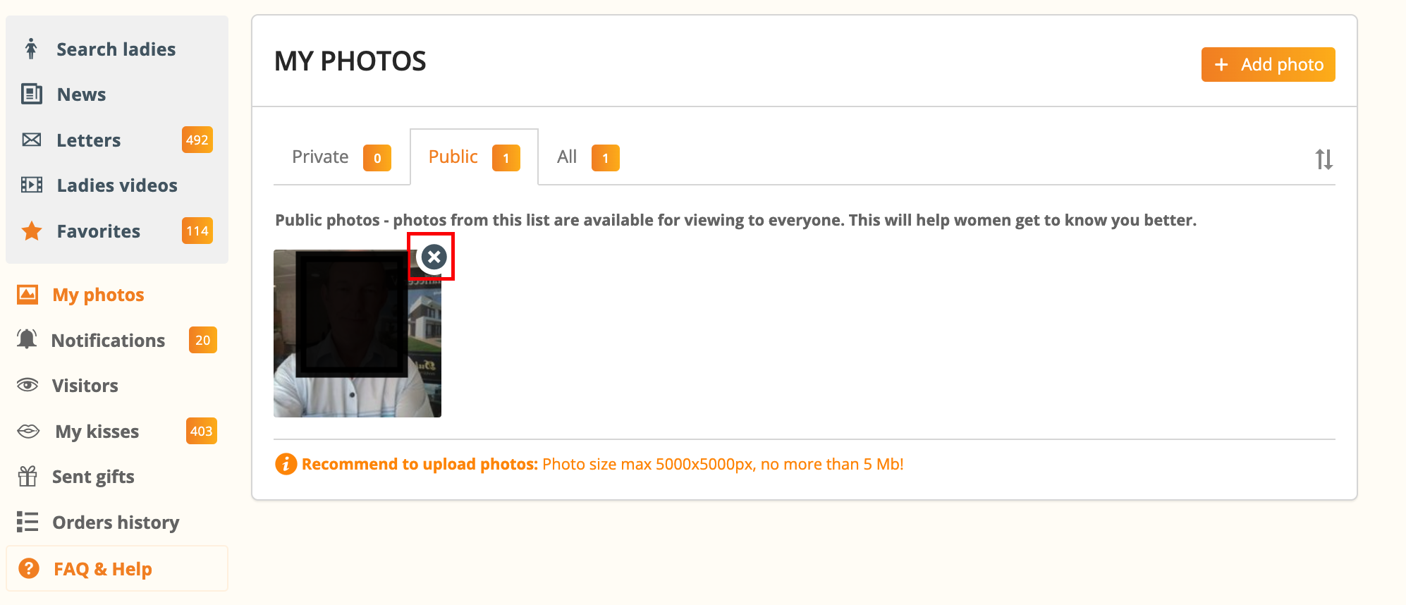 My photos – FAQ & Help